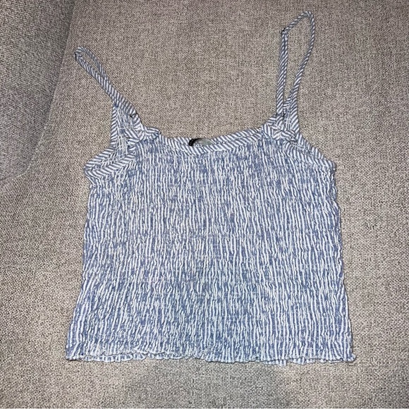 Brandy Melville | Tops | Brandy Melville Blue And White Ripped Cropped ...